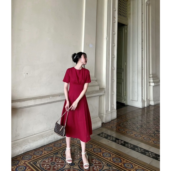 Special VERSION - Linen Dress With Red Chest Ruffles (Official Photo ...