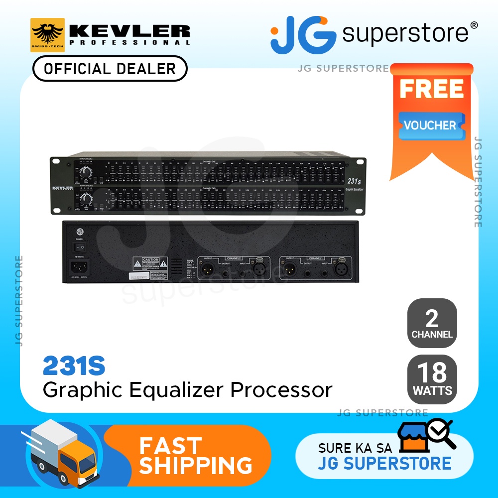 KEVLER 231S Professional Dual 31 Band Graphic Equalizer Processor with 2 Channel, RF Filtered ...