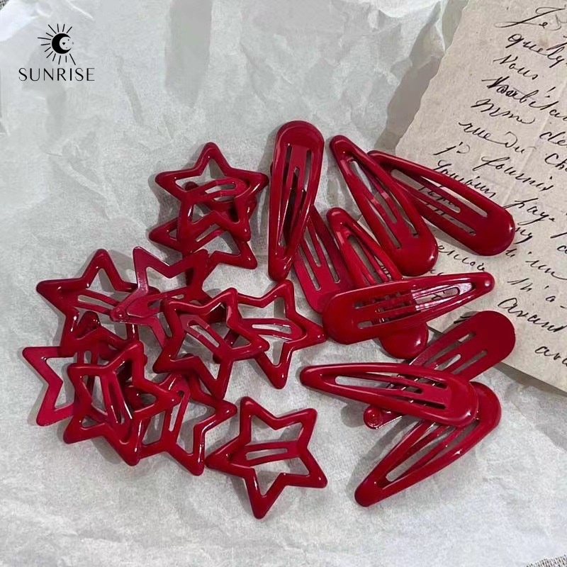 10pcs Star Hair Clip Hair Pin Red Cute Girl Metal Five Pointed Star ...