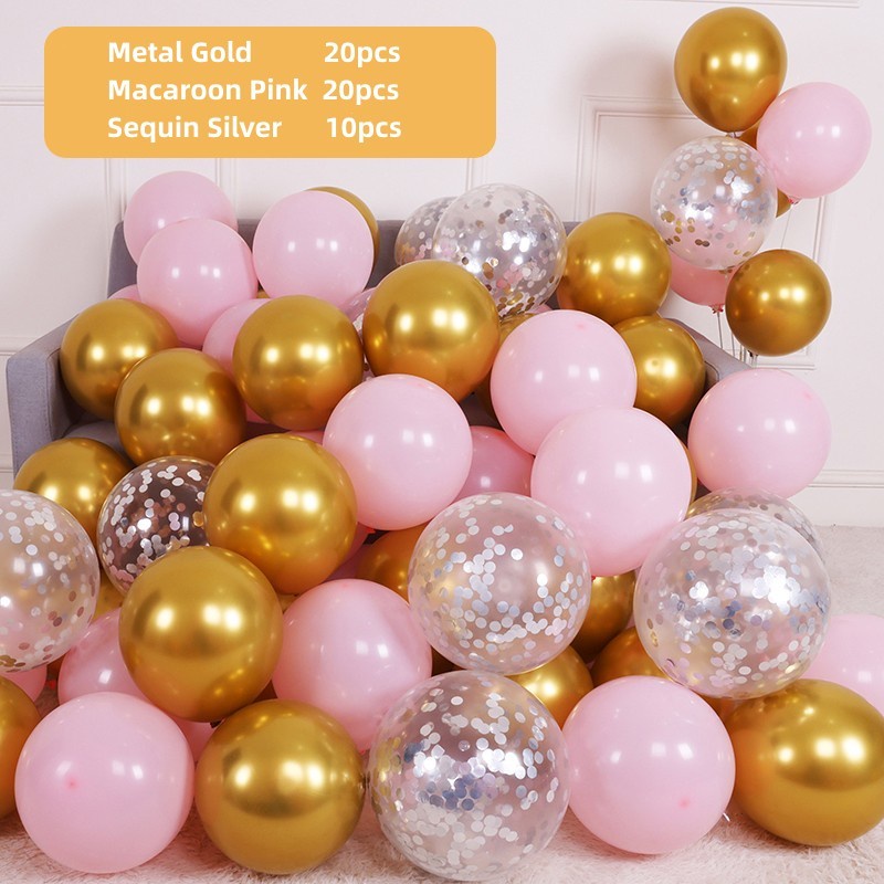 50pcs Confetti Sequins Balloon Chrome Metalli Balloons Set Valentine ...
