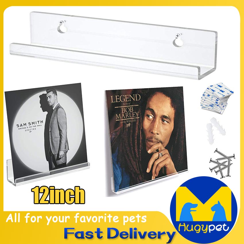 12 Inch Acrylic Wall Display Rack Record Organizer Shelf Wall Mounted ...