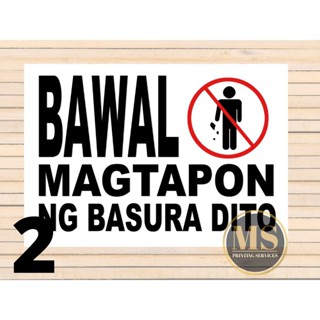 Bawal Magtapon ng Basura Bawal Magkalat No Littering Laminated Signage ...