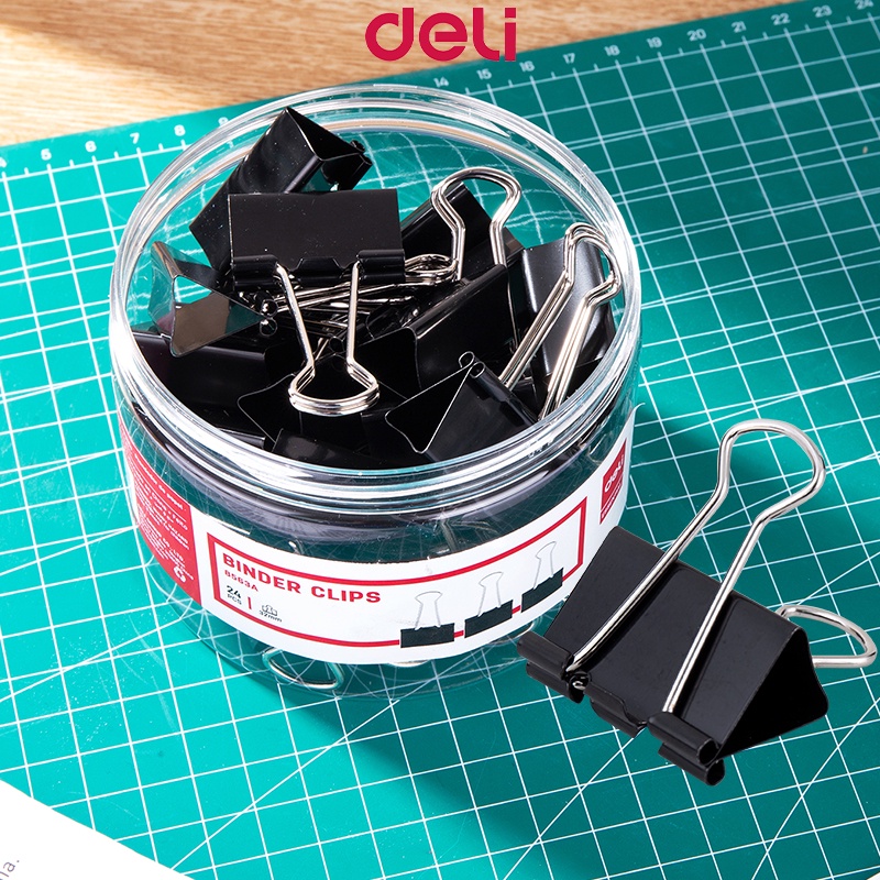 Deli 48/24pcsBinder Clips Black 19-51mm E8561A E8562A E8563A E8564A ...