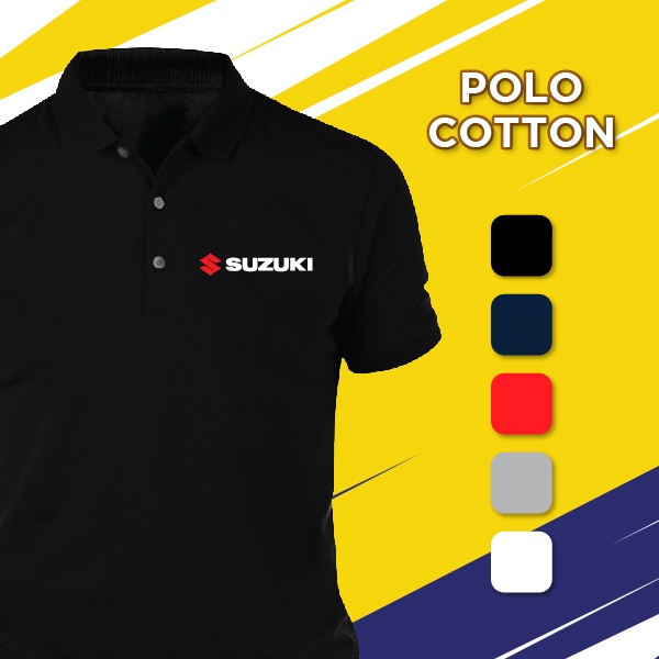 SUZUKI Logo T Shirt Cotton Polo Collar Embroidery T-Shirt Tee Shirts ...