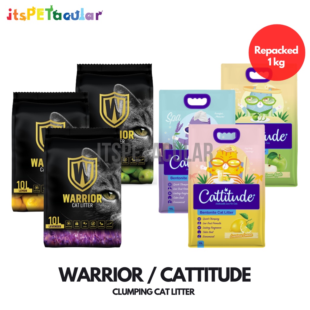 Cattitude Clumping Cat Litter / Warrior Clumping Cat Litter Repacked 1kg | Shopee Philippines
