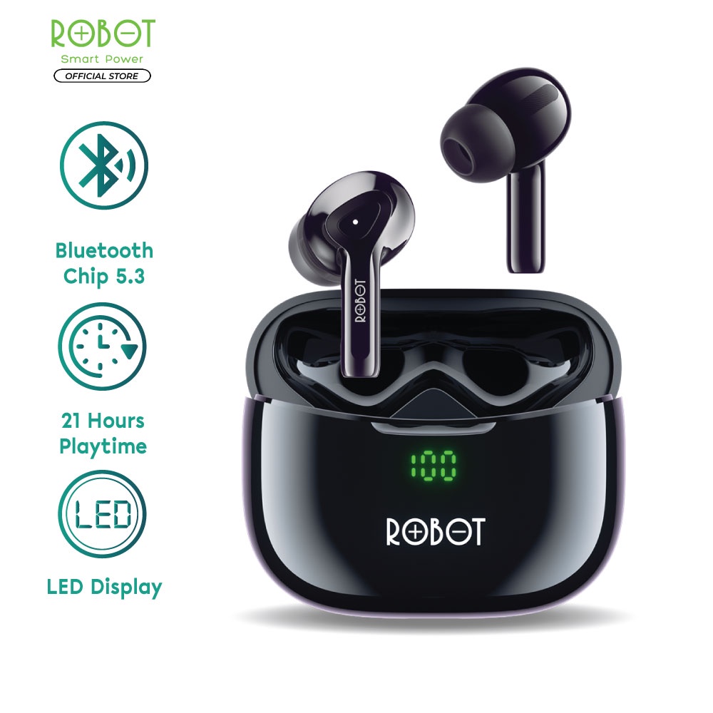 ROBOT T30 Plus Headset TWS Wireless Earphone Airbuds T30 Plus Original ...