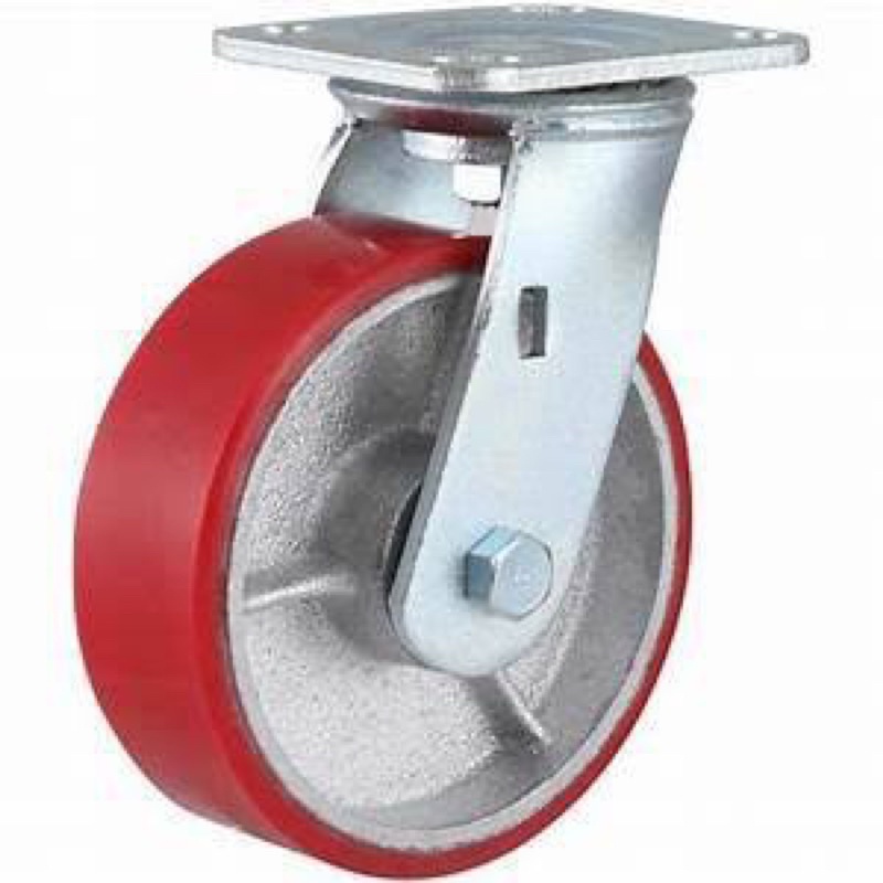 Heavy Duty Red PU Polyurethane Metal Caster Wheel 5"/6"/8"(2"width ...