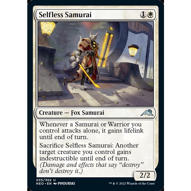 MTG Selfless Samurai NEO Neon Dynasty Kamigawa Magic the Gathering ...