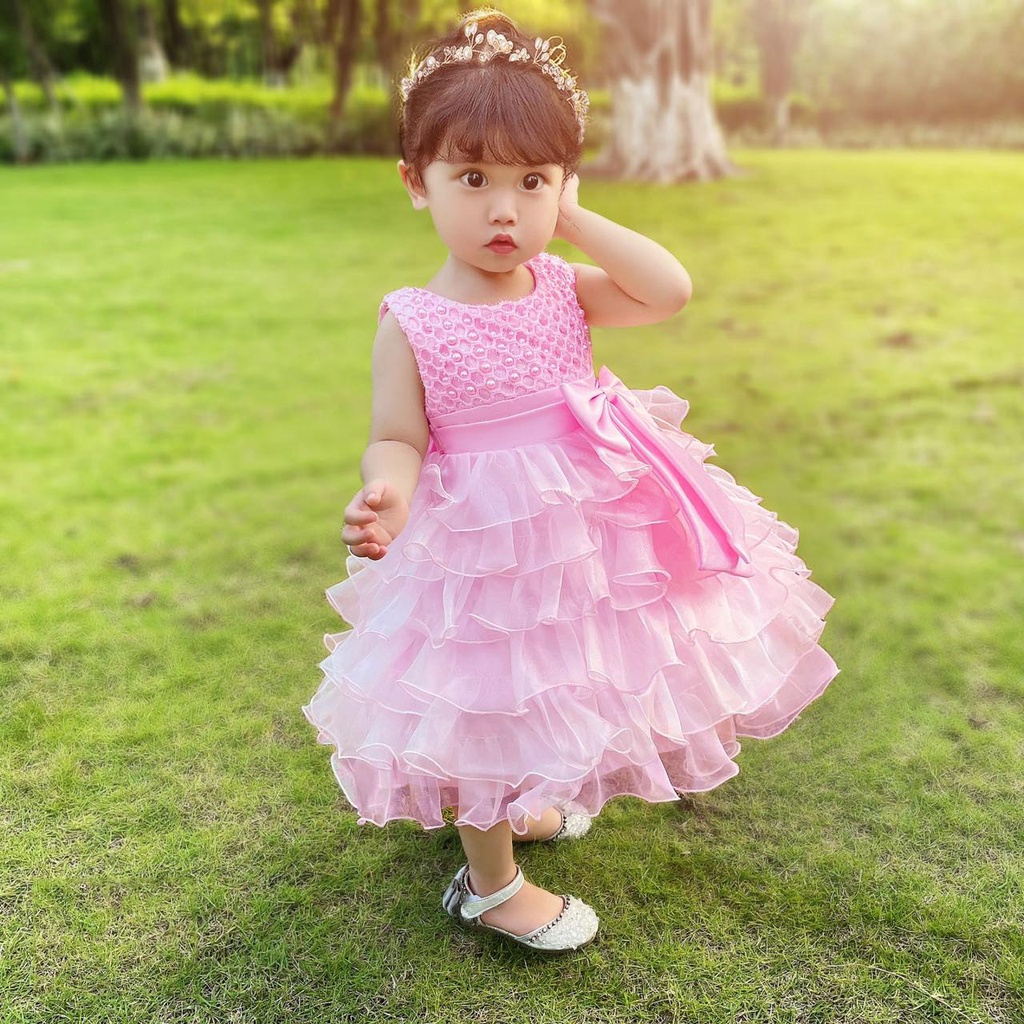 BABY Girls Gown Flower Girls Lace Embroidery Wedding Dress Kids ...