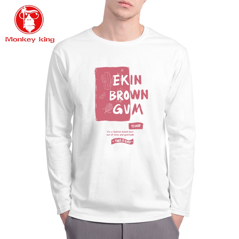 MONKEY KING COD Long sleeve plus size tshirt for men on sale print ...