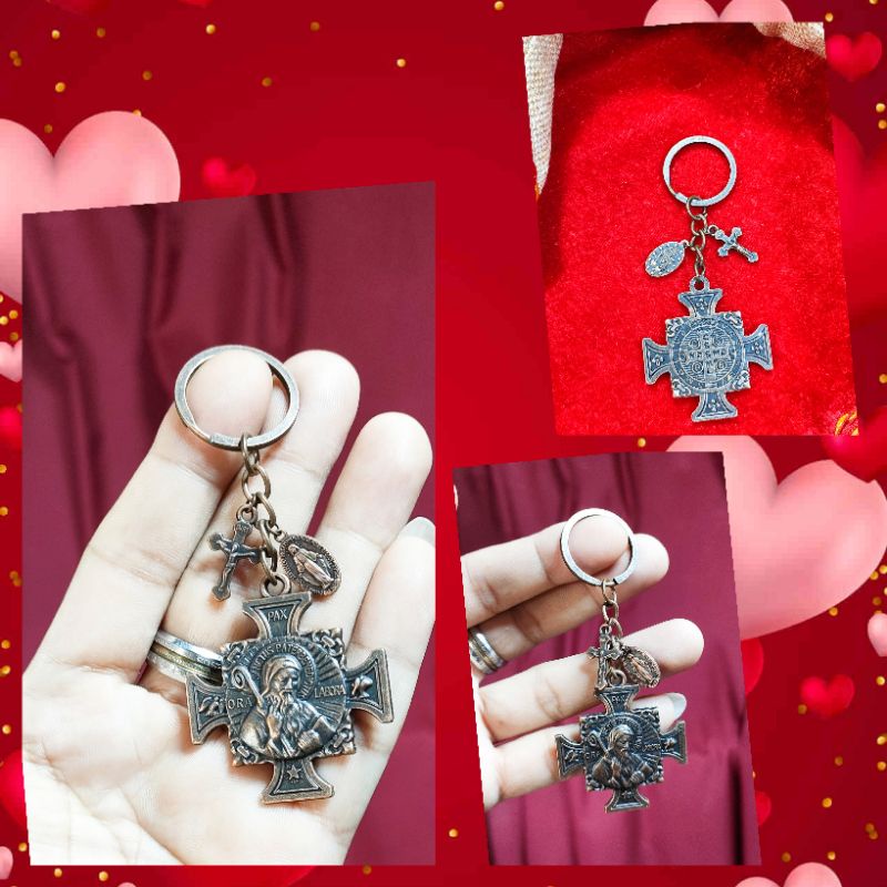 St. Benedict Flat Cross Bronze with Miraculous Medal and Back to Back ...