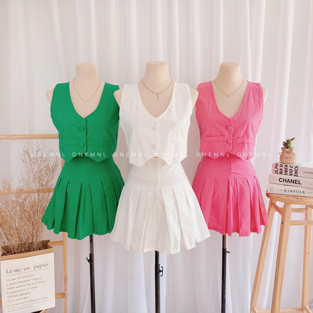 DNEMNLPH Patty Vest & Pleated Tennis Skirt Set - Trendy Korean Bangkok ...