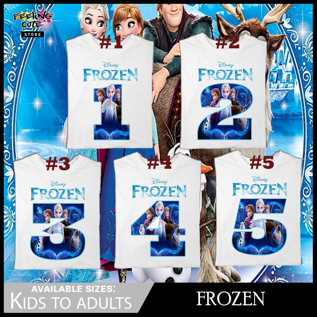 Kids Girls Frozen Elsa Number 1 2 3 4 5 Children Short Sleeve T-shirts ...