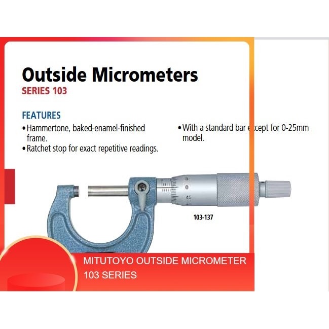 Mitutoyo Outside Micrometer 103 Series ORIGINAL JAPAN Variant | Shopee ...