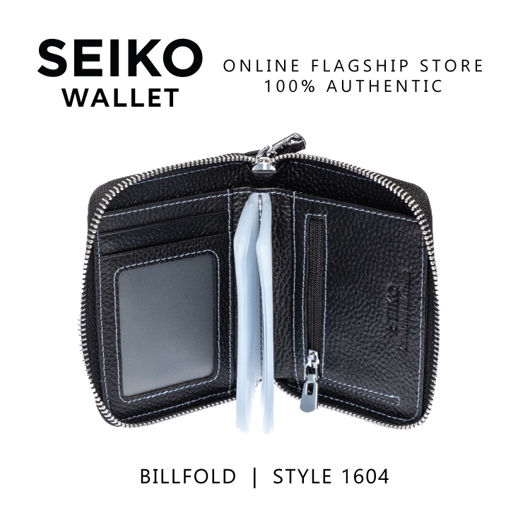 Seiko Wallet Genuine Leather Zip Billfold (With RFID Blocker) 1604 ...