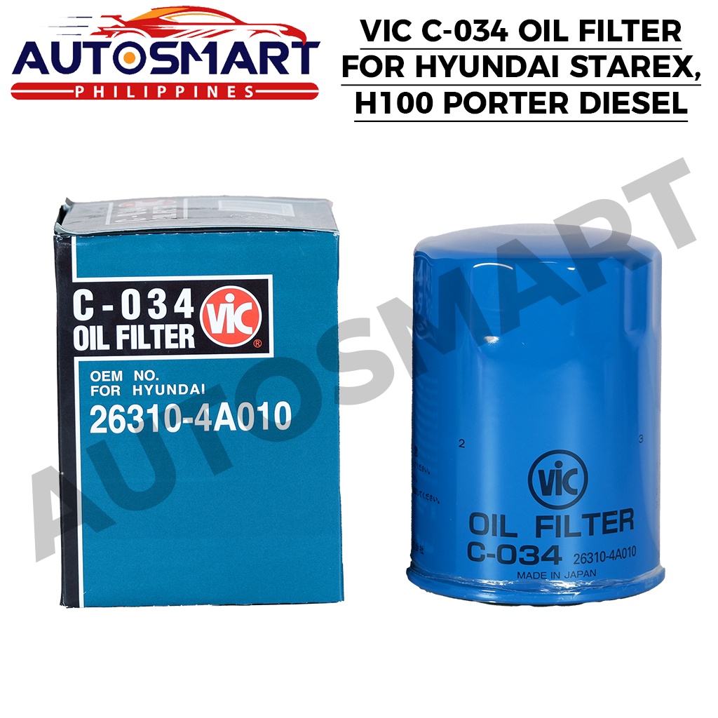 Vic C-034 Oil Filter for Hyundai Starex Diesel, H100 Porter Diesel ...