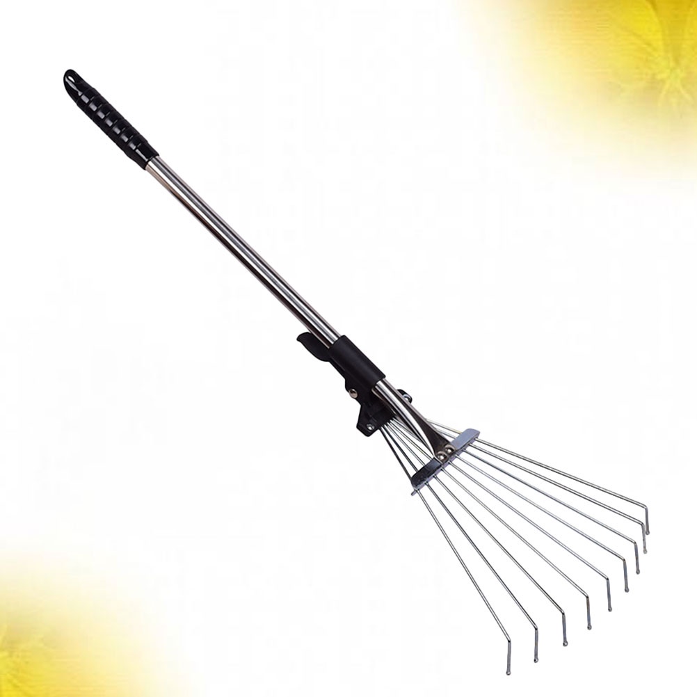 Telescopic lawn rake, telescopic garden leaf rake, stainless steel ...