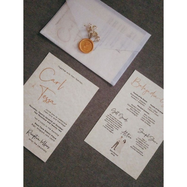 MINIMALIST WEDDING/DEBUT/BIRTHDAY INVITATION WITH FLOWERS AND SEAL ...