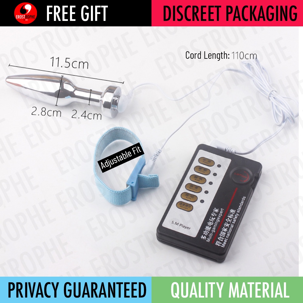 Electro Shock Dual Output Adjustable Penis Ring Anal Plug Electric ...