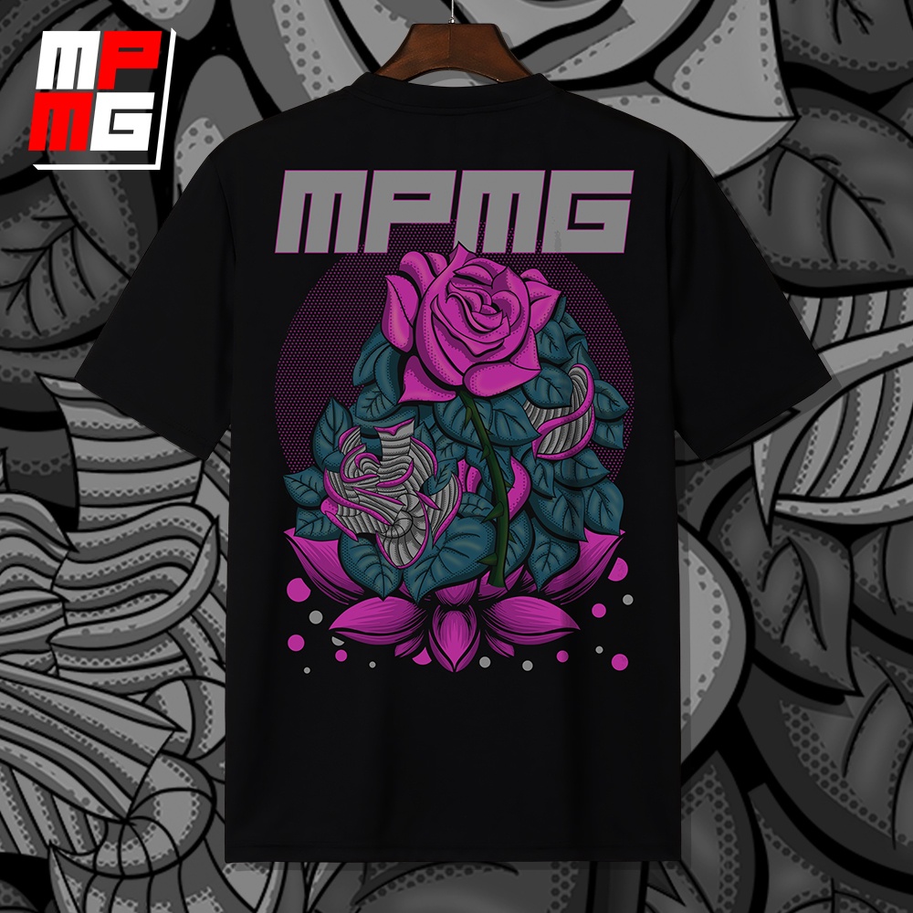 MPMG Black Shirt Pink Rose Oversized T-shirt Streetwear | Shopee ...
