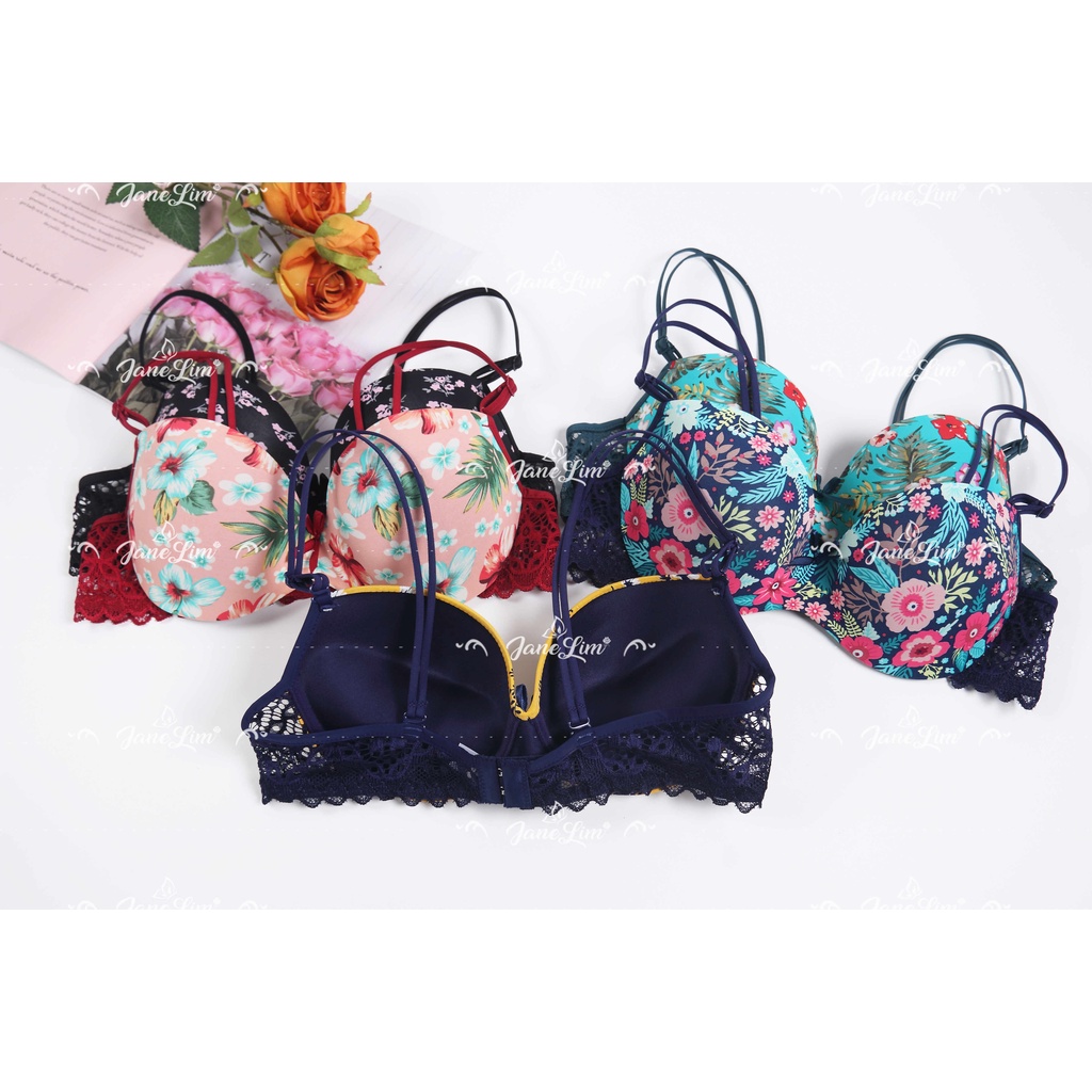 Janelim™ Ladies Floral Double strap push-up strapless bra with ...