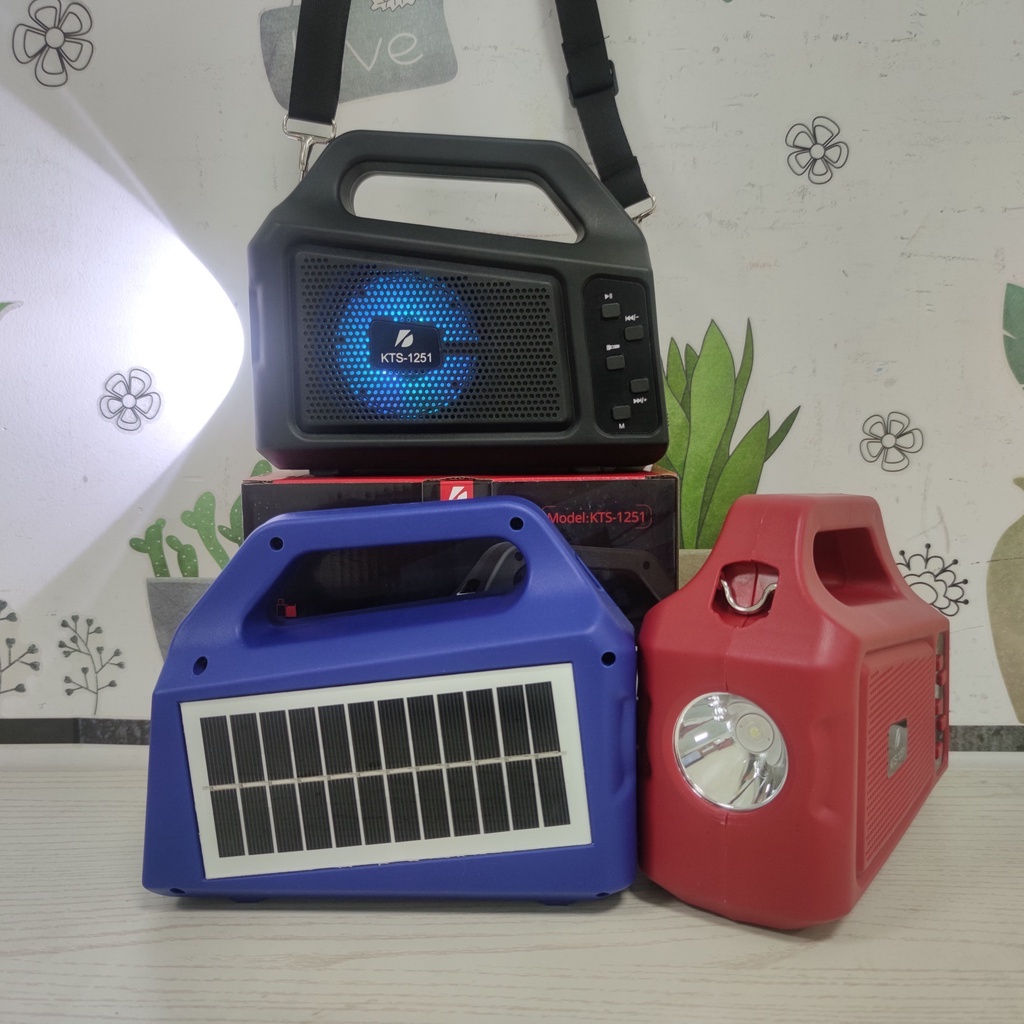 KTS-1251 Solar Power Bluetooth Speakers with Flashlight Emergency Dual ...