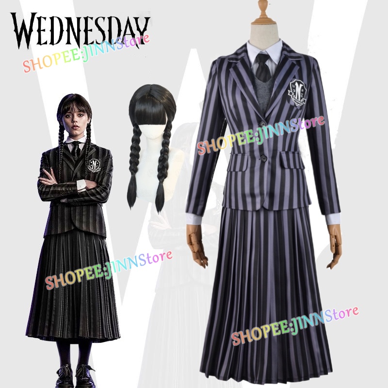 - JN - WEDNESDAY Addams Cosplay Addams Family Cosplay Costume School ...