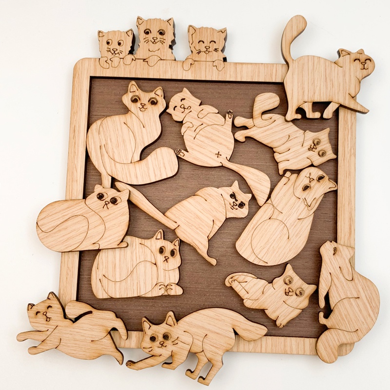 Wooden Puzzle Decryption｜Cat Puzzle Cute Stress Relief Brain Teaser ...