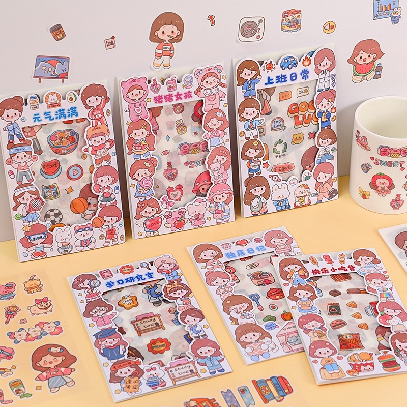 4 Sheets Girls Everyday Sticker Stationery Stickers Diary Book Diy ...