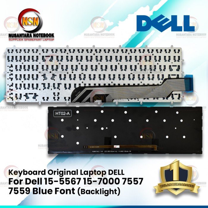 Original Dell Laptop Keyboard 15-5567 15-7000 7556 Blue Font BackLight ...