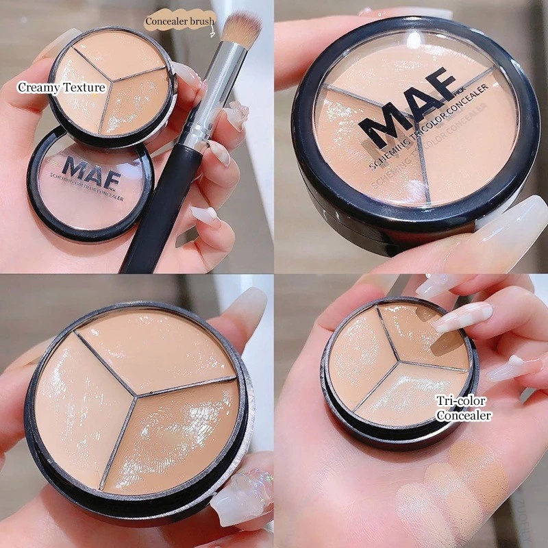 3 Color Concealer Foundation Cream Waterproof Long Lasting Deep ...
