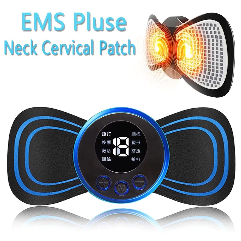 EMS Electric Pulse Neck Massager LCD Display Patch Neck Back Leg Muscle ...