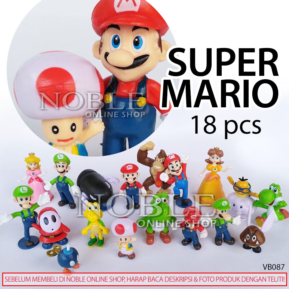 18 PCS SUPER MARIO BROS MINI FIGURE LUIGI TOOD YOSHI CUTE MUSHROOM ...