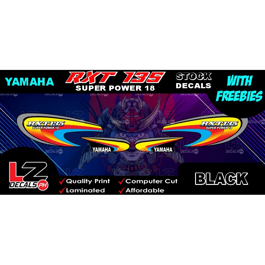 Yamaha RXT 135 Super Power 18 Stock Decals / Stickers with freebies ...