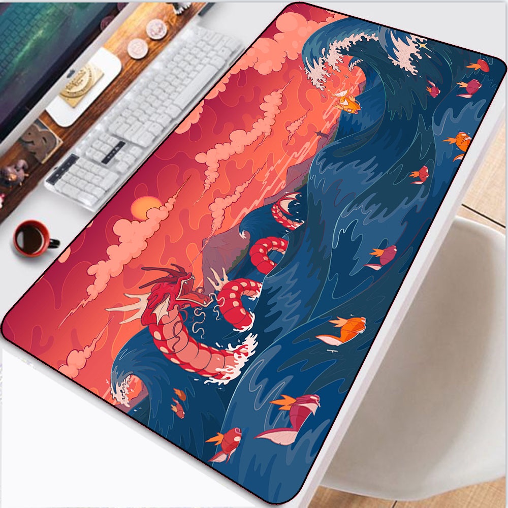 RGB anime ocean wave large gaming mouse pad LED light office game ...