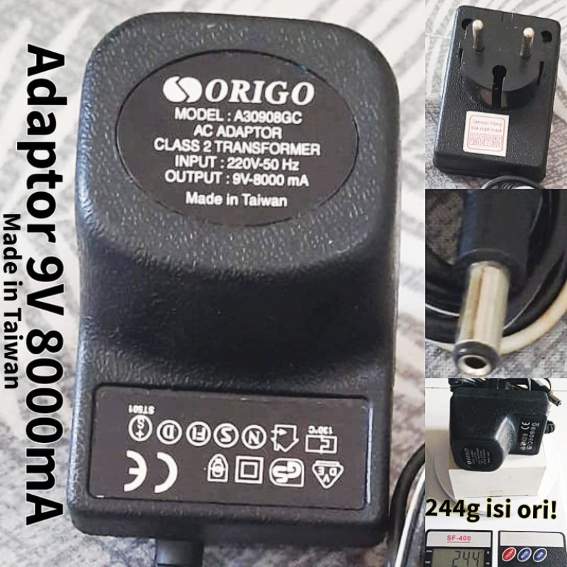 Taiwan ORIGO 9V 8000mA Adapter Original Capacity, weight 244g | Shopee Philippines