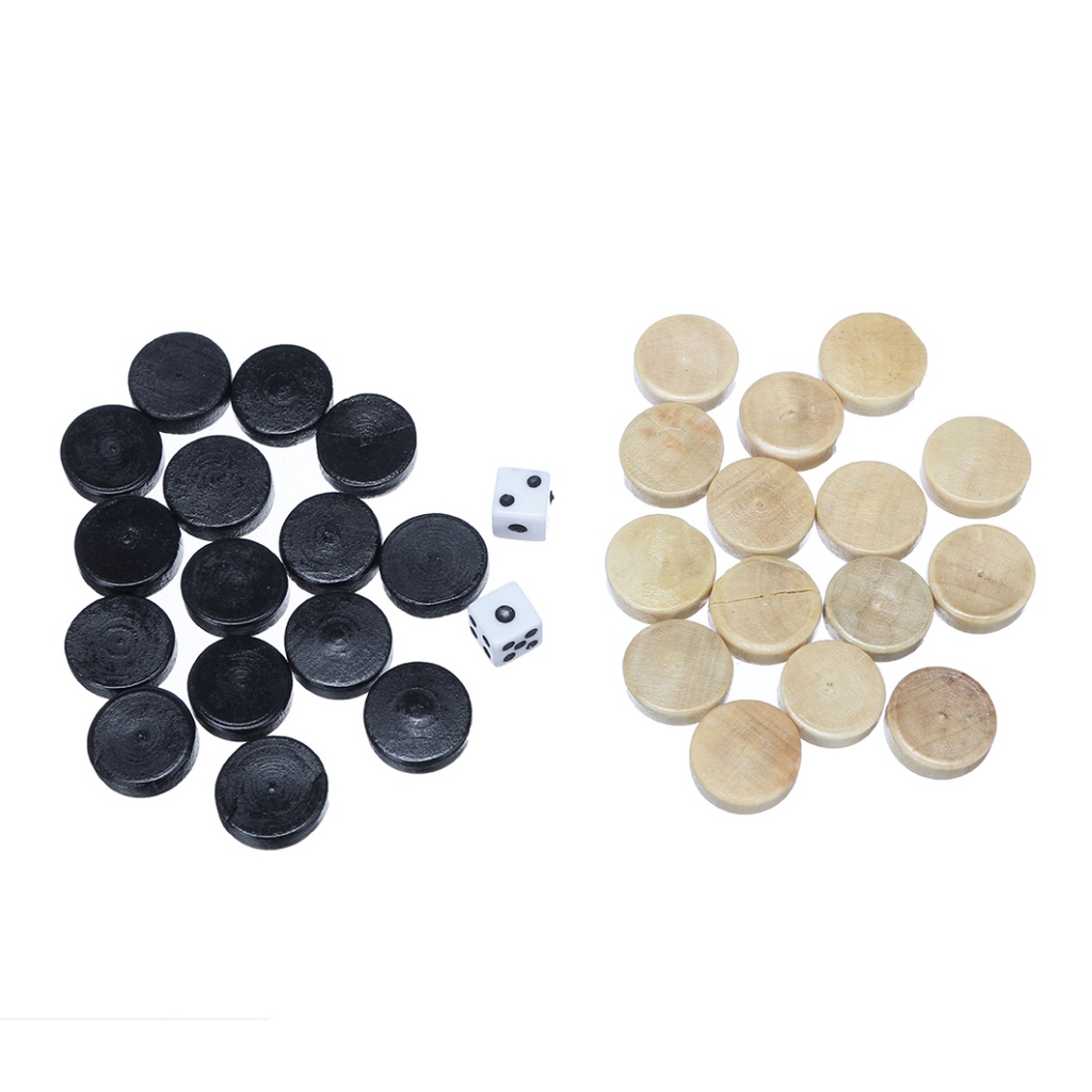 30pcs Wooden Draughts Checkers Backgammon Chess Pieces Board Game ...