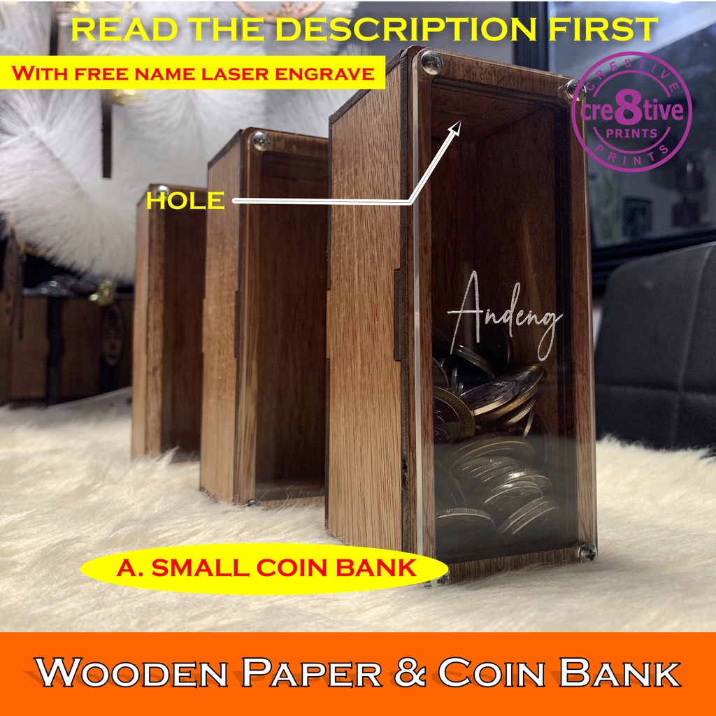 Wooden Paper&Coin Bank/Personalized Alkansya | Shopee Philippines