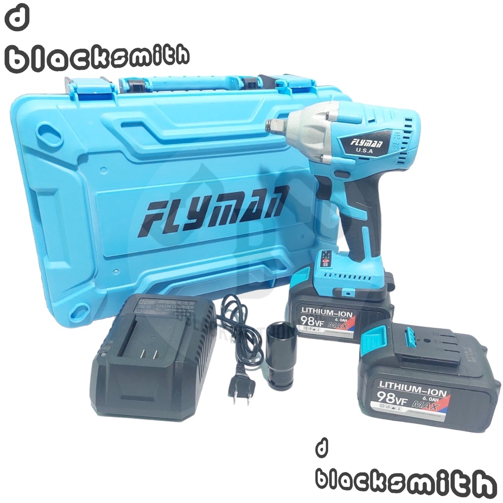 Flyman Cordless Impact Wrench 1/2" Drive [2 Batteries Included ...