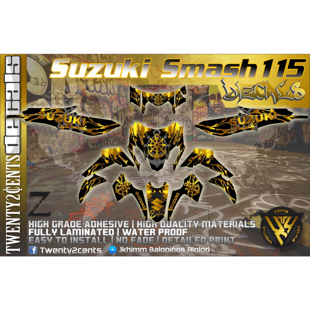 Suzuki Smash 115 Decals High-Quality Stickers (gold anchor) | Shopee ...