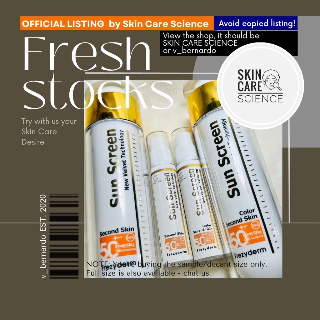 Frezyderm Sun Screen Velvet Face SPF50+ Clear , Tinted Color Velvet ...