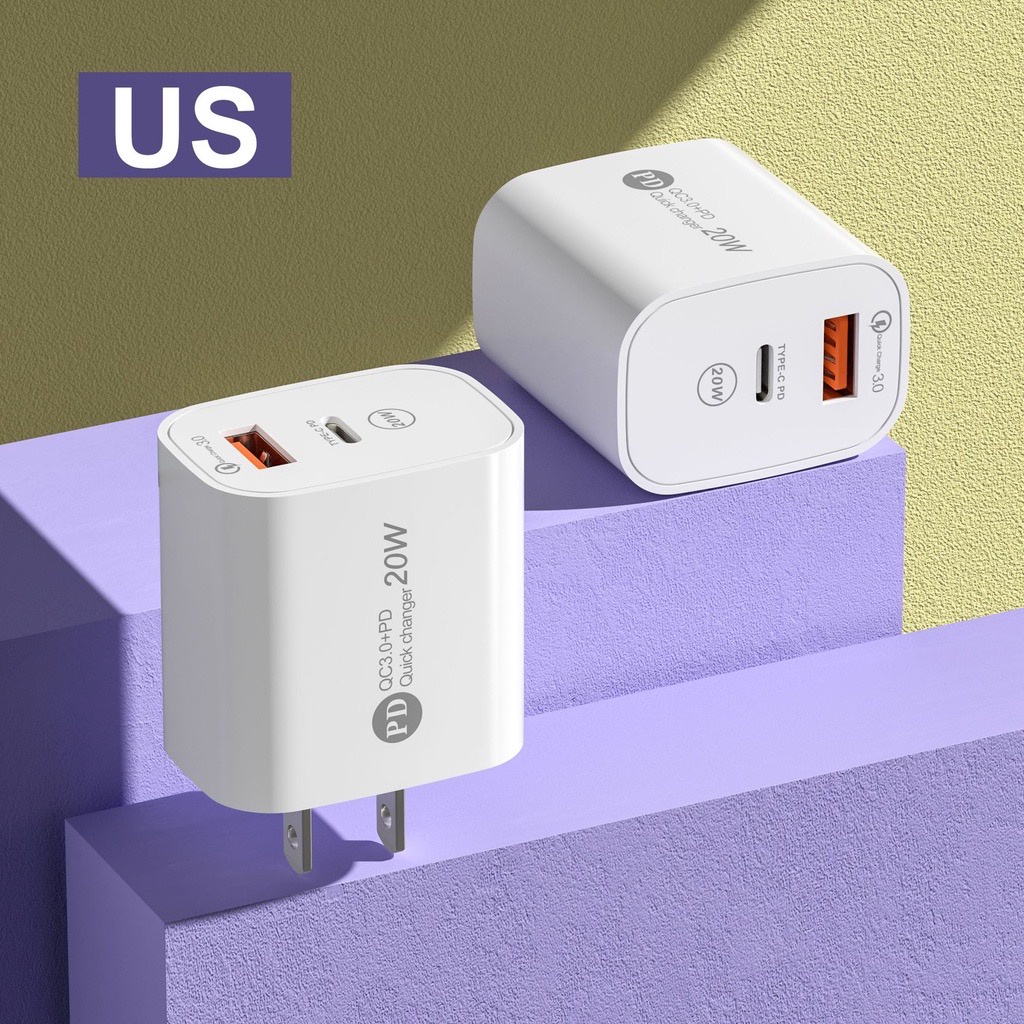 100% Original Meet 3.0 Fast Charger PD QC Charger Adapter Dual Port USB Type-C Wall Adapter ...