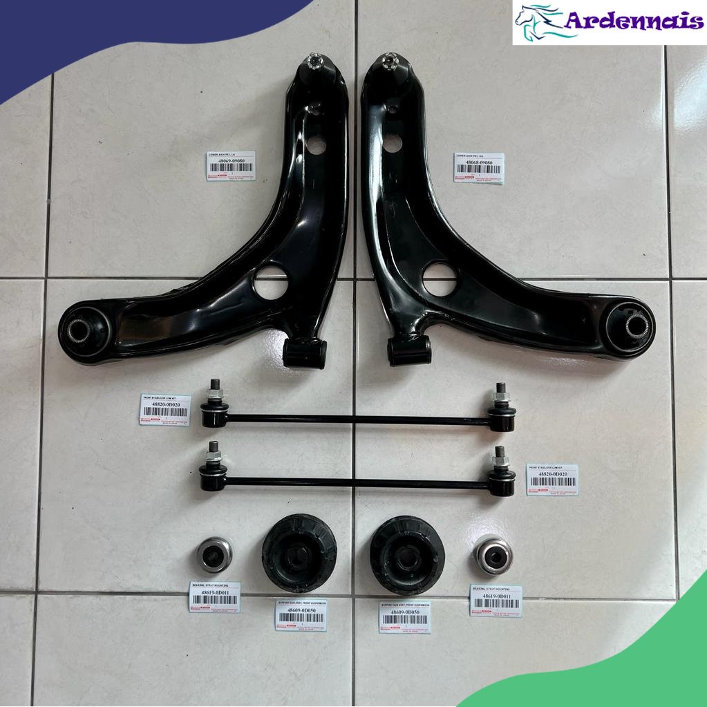 TOYOTA 8 ITEM SET TOYOTA VIOS NCP93 LOWER ARM/STABILIZER LINK/ABSORBER MOUNTING/ABSORBER ...