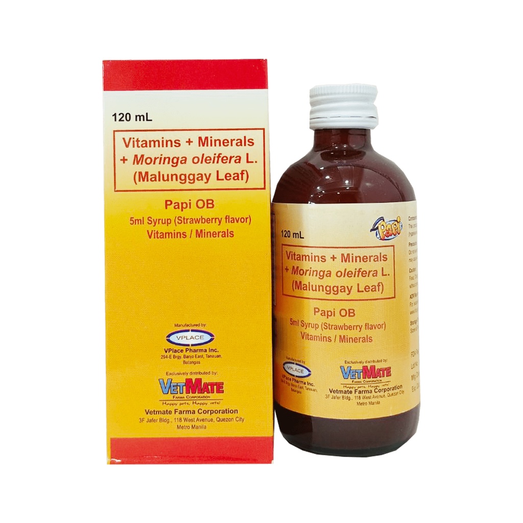 Papi OB Syrup 120ml - Strawberry Flavor (Vitamins & Minerals) | Shopee ...