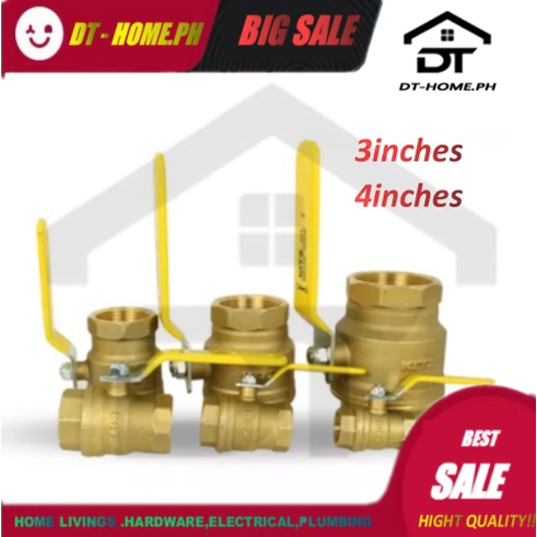 3 and 4 inches HEAVY DUTY BRASS BALL VALVE BRASS BALL VALVE | Shopee ...