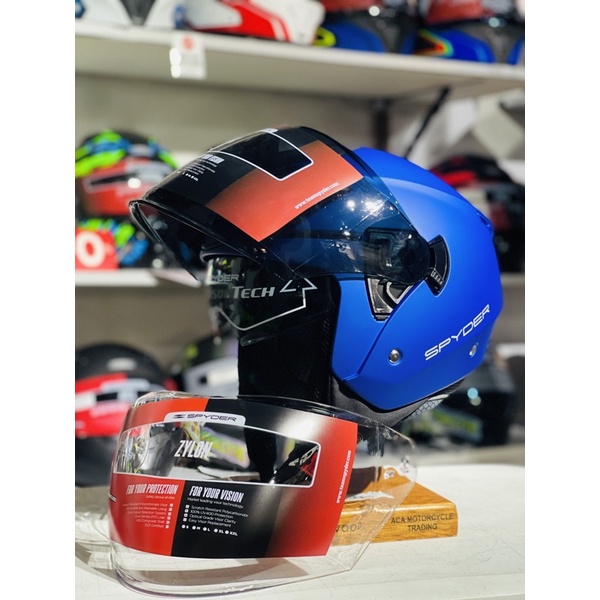 SPYDER ZYLON Half-Face Dual Visor Helmet (w/ Spare Visor) | Shopee ...