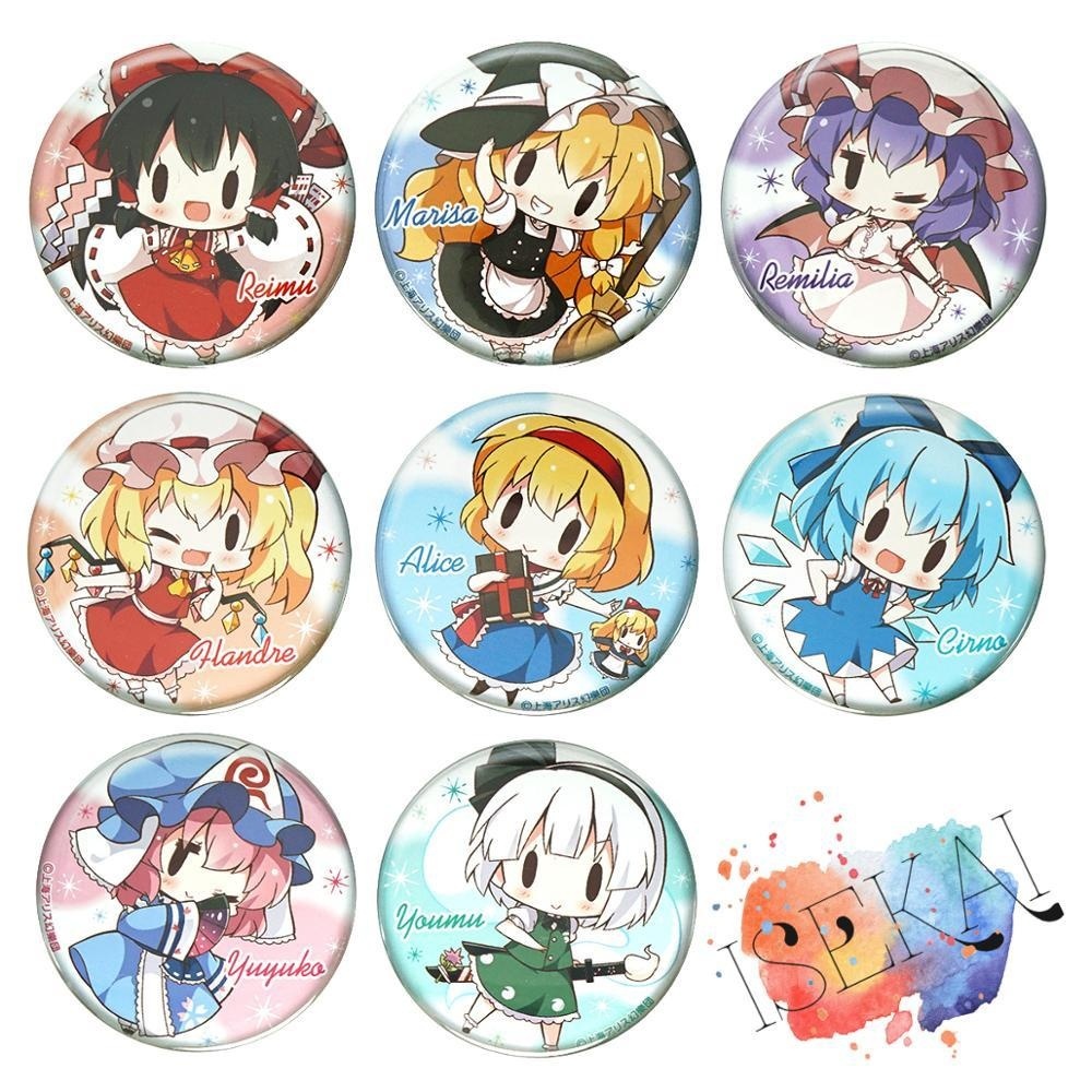 TouHou Project Anime Metal Badge Reimu Marisa Remilia Flandre Yuyuka ...