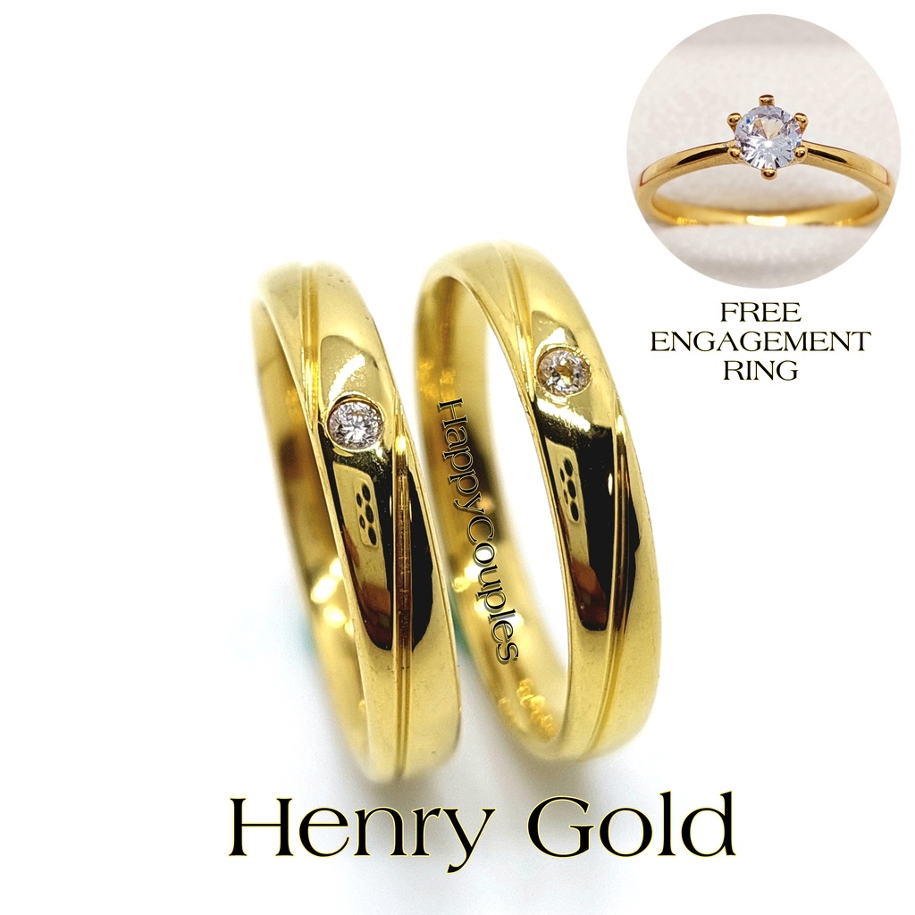 Happy Couples-Henry 3 in 1 Free Engrave Name Wedding Rings Set with ...