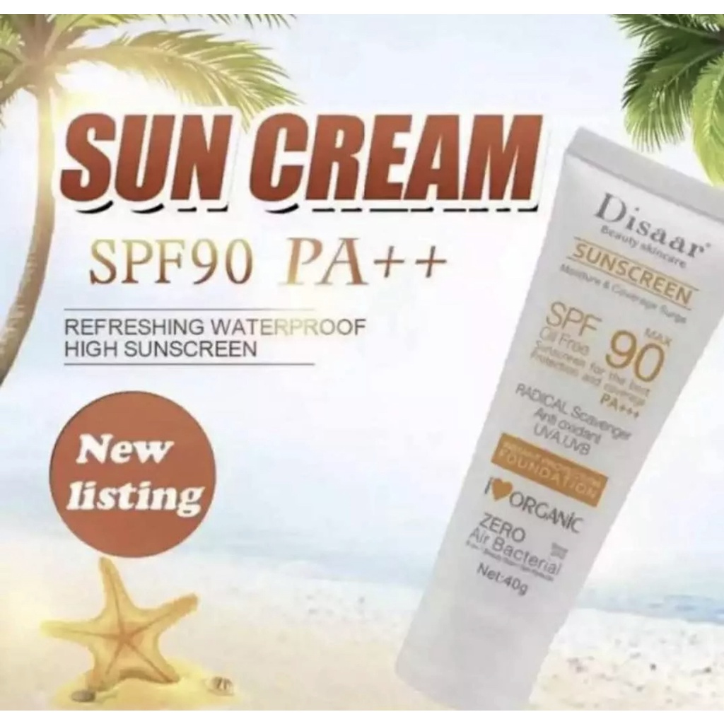 Disaar Facial Sunscreen Cream SPF 90 PA+ Moisturizing Skin Protect Sunblock | Shopee Philippines