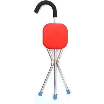 2 in 1 Portable Folding Lightweight Travel Elderly Cane Seat Stool ...